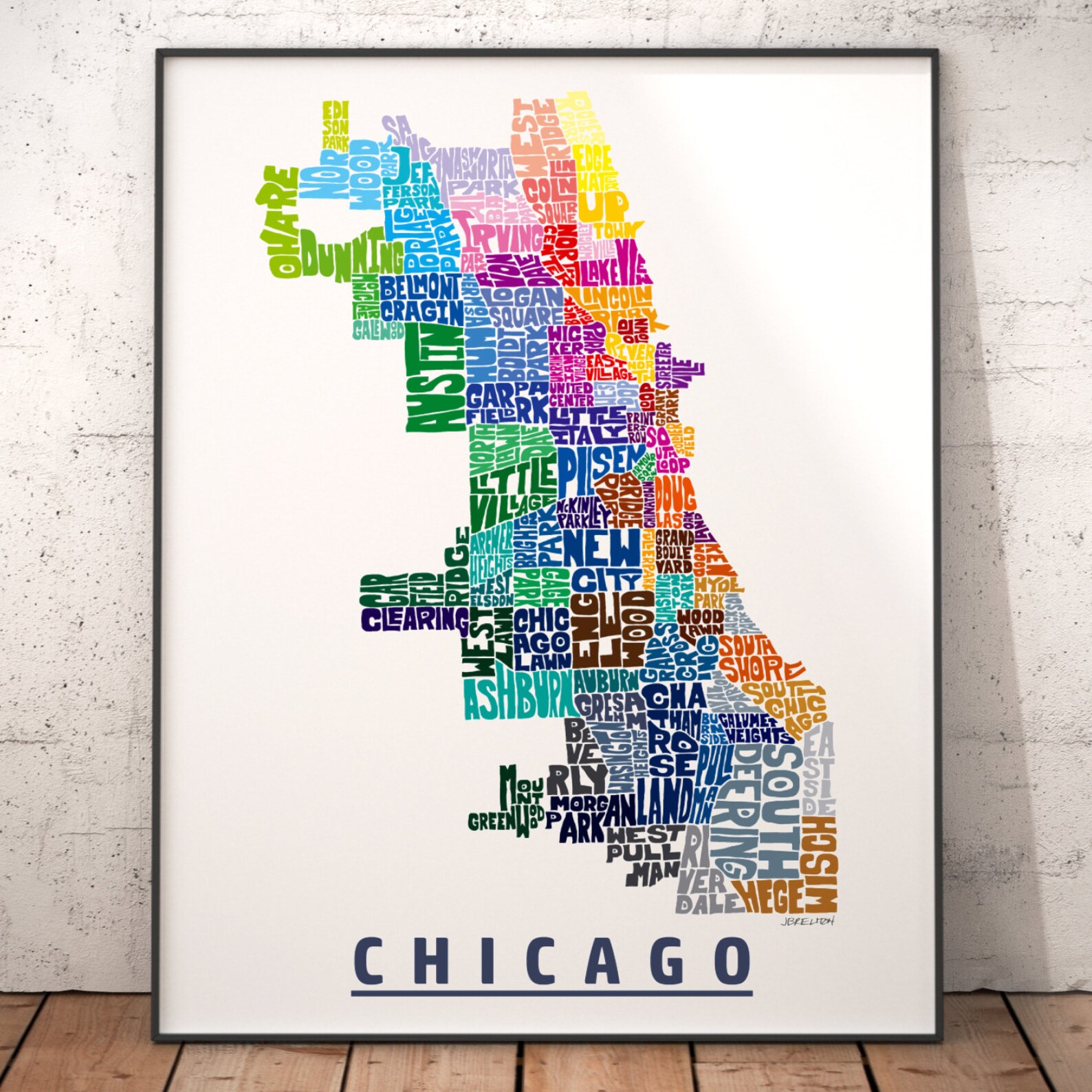 Chicago Neighborhood Map Print Signed Print of My Original | Etsy