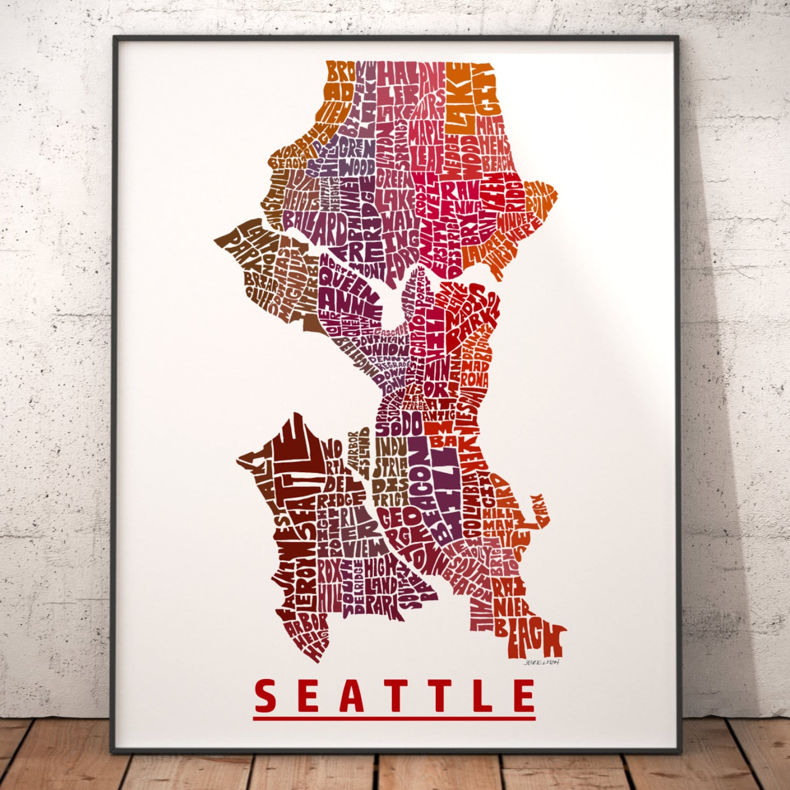 Seattle Neighborhood Map Print Signed Print of My Original - Etsy