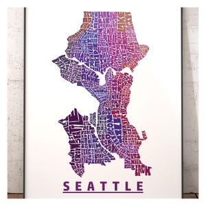 Seattle Neighborhood Map Print, Signed Print of My Original Hand Drawn ...