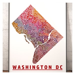 Washington DC Neighborhood Map Art Print, Signed Print of My Original ...