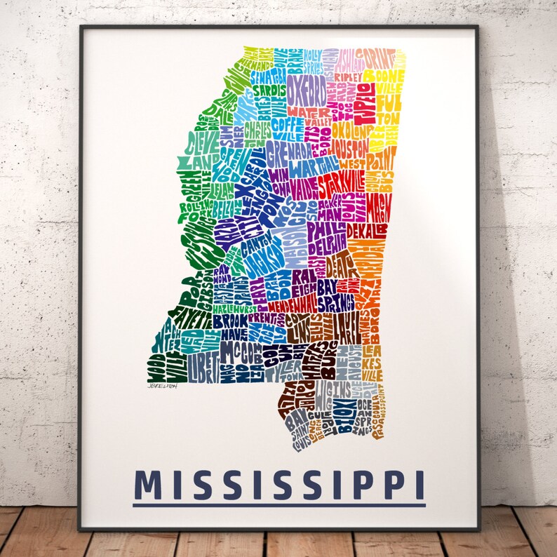 Mississippi Map Art Mississippi Art Print Signed Print of My - Etsy