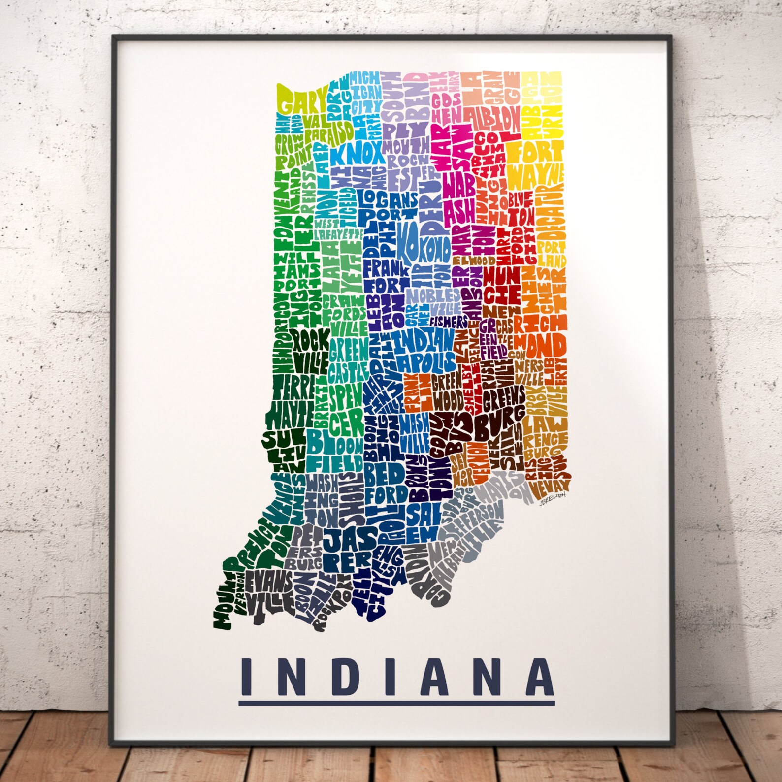Indiana Map Art Indiana Art Print Signed Print of My | Etsy