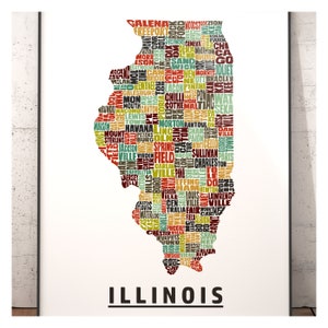 Illinois Map Art, Illinois Art Print, Signed Print of My Original Hand ...