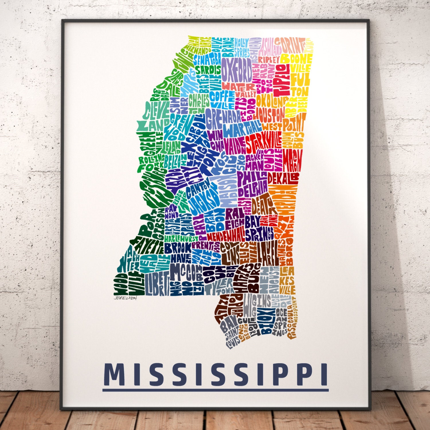 Mississippi Map Mississippi Art Mississippi Print signed | Etsy