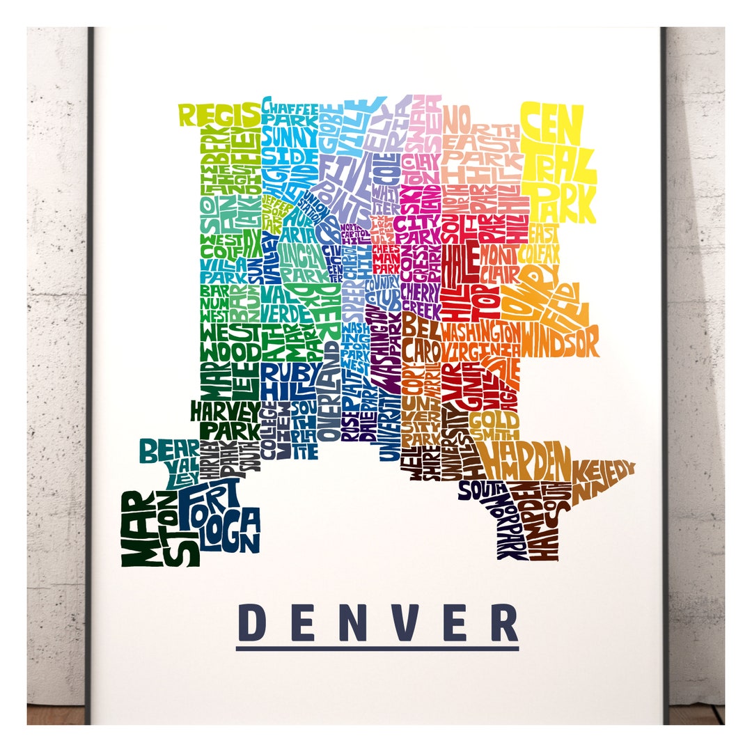Denver Neighborhood Map Art Print, Signed Print of My Original Hand ...