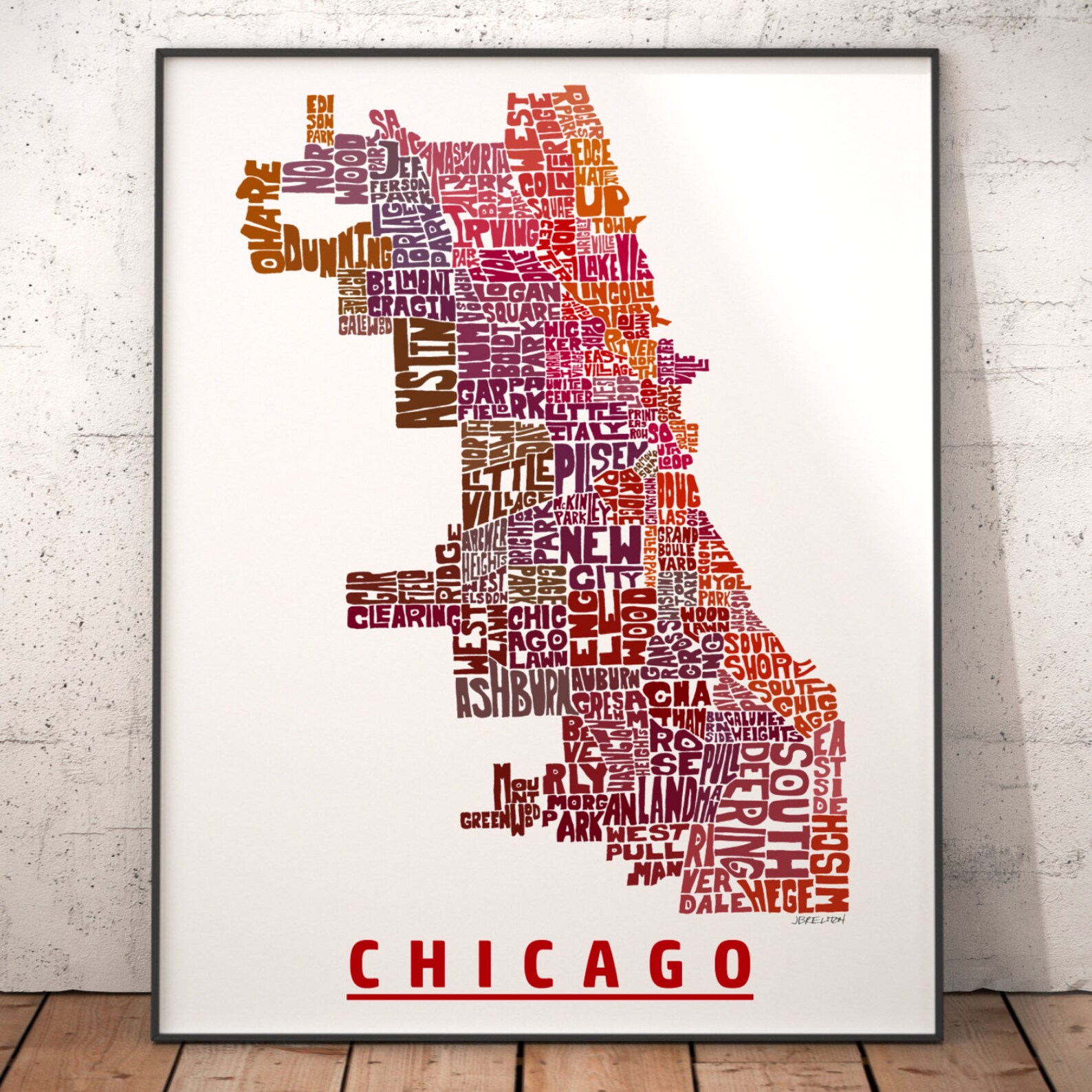 Chicago Neighborhood Map Print Signed Print of My Original | Etsy