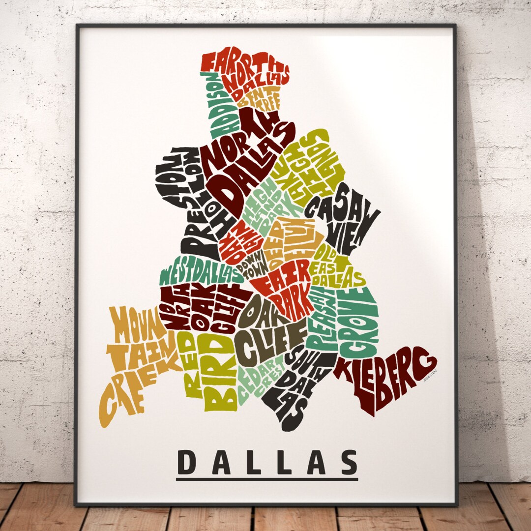 Dallas Neighborhood Map Print Signed Print of My Original - Etsy