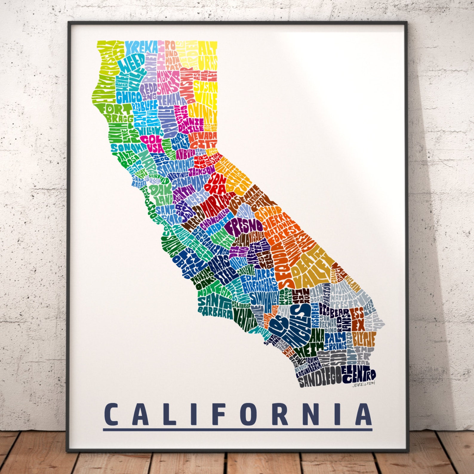 California Art Print California Map Art Signed Print of My - Etsy