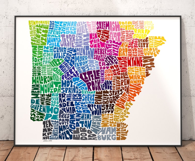 Arkansas Map Art Arkansas Decor Arkansas Artwork Print of - Etsy