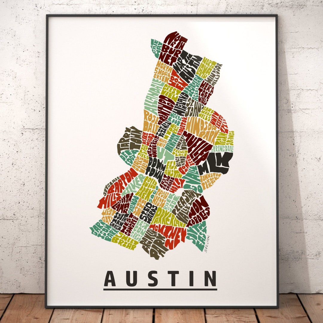 Austin Neighborhood Map Print, Signed Print of My Original Hand Drawn ...