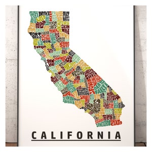 California Map Art Print, California Decor, California Gift, Signed ...