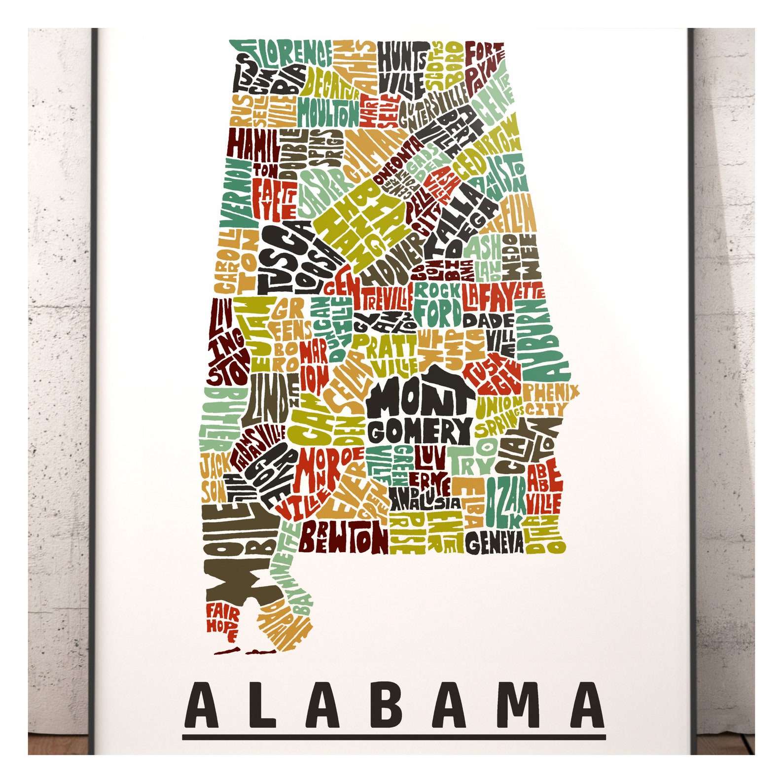 Alabama Map Art Print, Alabama Decor, Alabama Gift, Signed Print of My ...