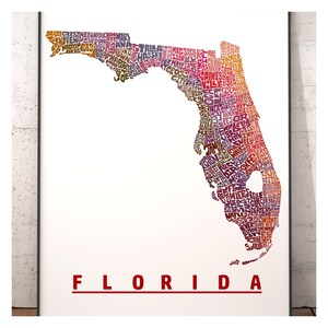 Florida Map Art, Florida Art Print, Signed Print of My Original Hand ...