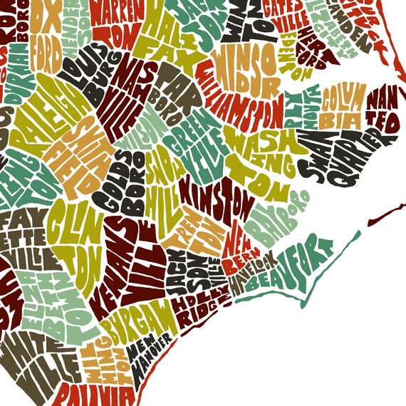 North Carolina Map Art North Carolina Decor North Carolina | Etsy