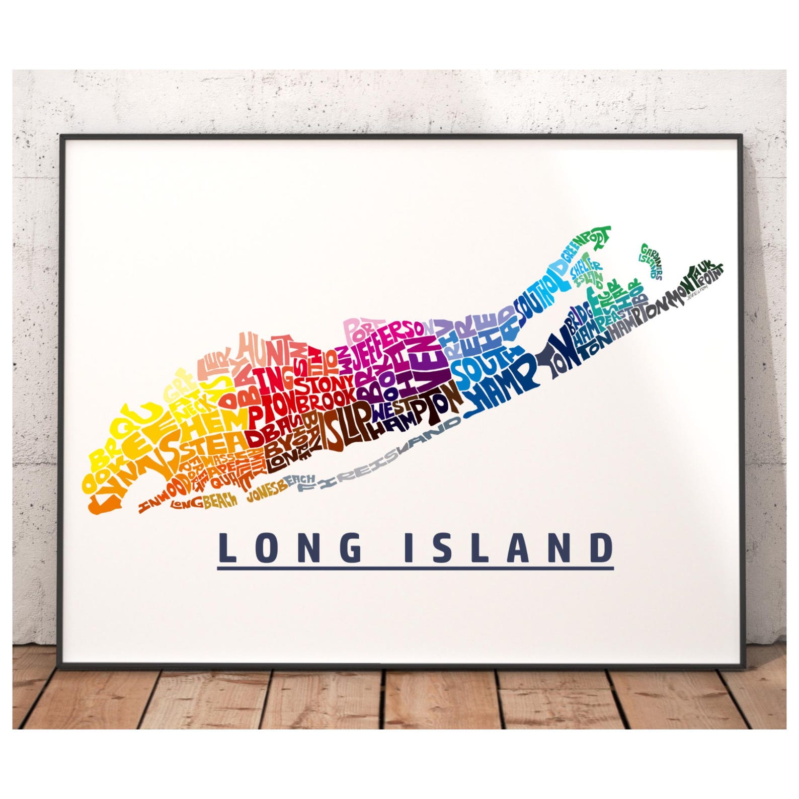 Long Island Neighborhood Map Art Print, Signed Print of My Original ...