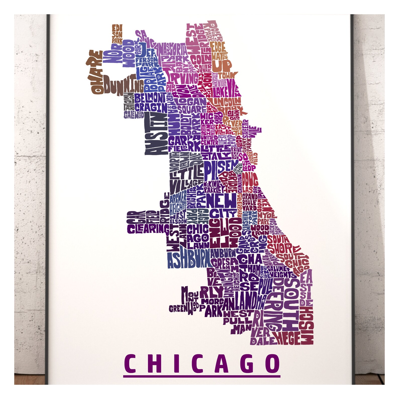 Chicago Neighborhood Map Print, Signed Print of My Original Hand Drawn ...