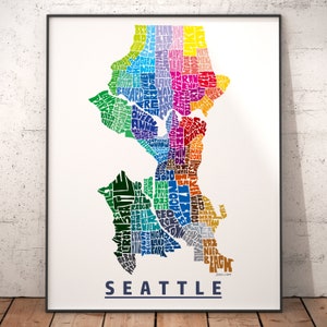 Seattle Neighborhood Map Print, Signed Print of My Original Hand Drawn ...