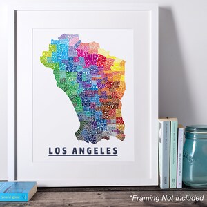 Los Angeles Neighborhood Map Print, Signed Print of My Original Hand ...