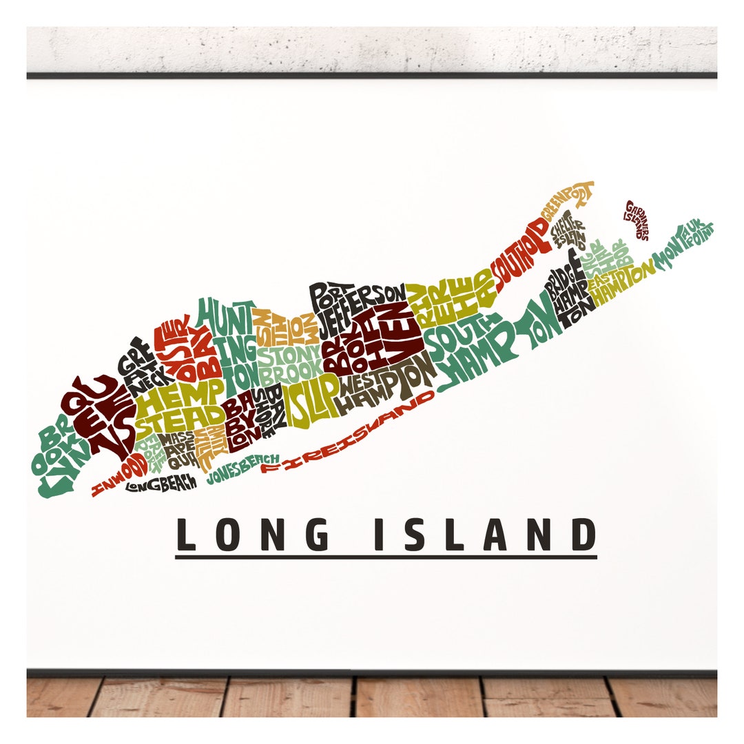 Long Island Neighborhood Map Print, Signed Print of My Original Hand ...