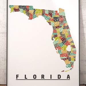 Florida Map Art, Florida Art Print, Signed Print of My Original Hand ...