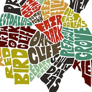 Dallas Neighborhood Map Art Print, Dallas Gift, Signed Print of My ...