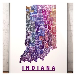 Indiana Map Art, Indiana Art Print, Signed Print of My Original Hand ...