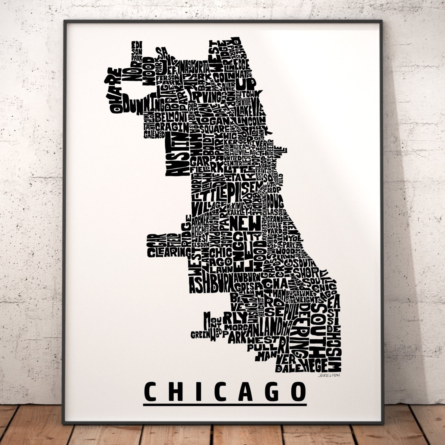 Chicago Neighborhood Map Print Signed Print of My Original - Etsy