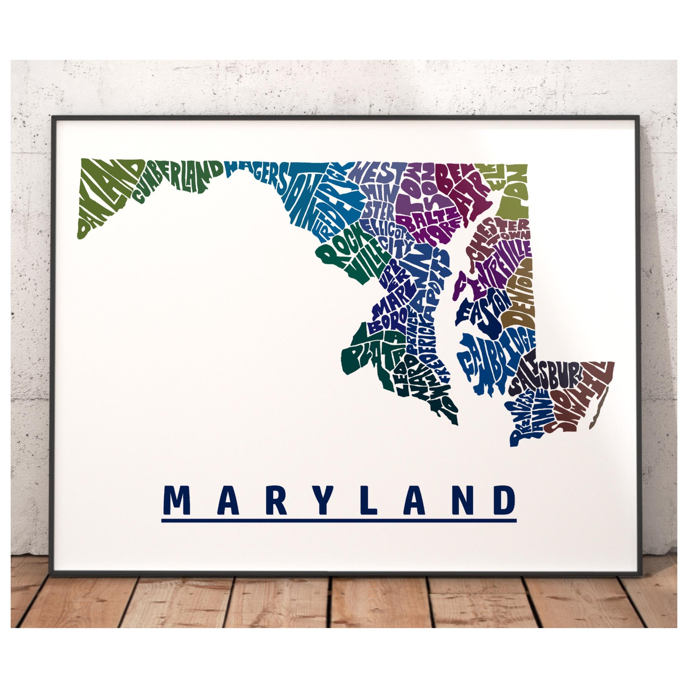 Maryland Map Art, Maryland Art Print, Print of My Original Hand Drawn ...