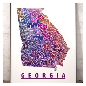 Georgia Map Art, Georgia Art Print, Signed Print of My Original Hand ...