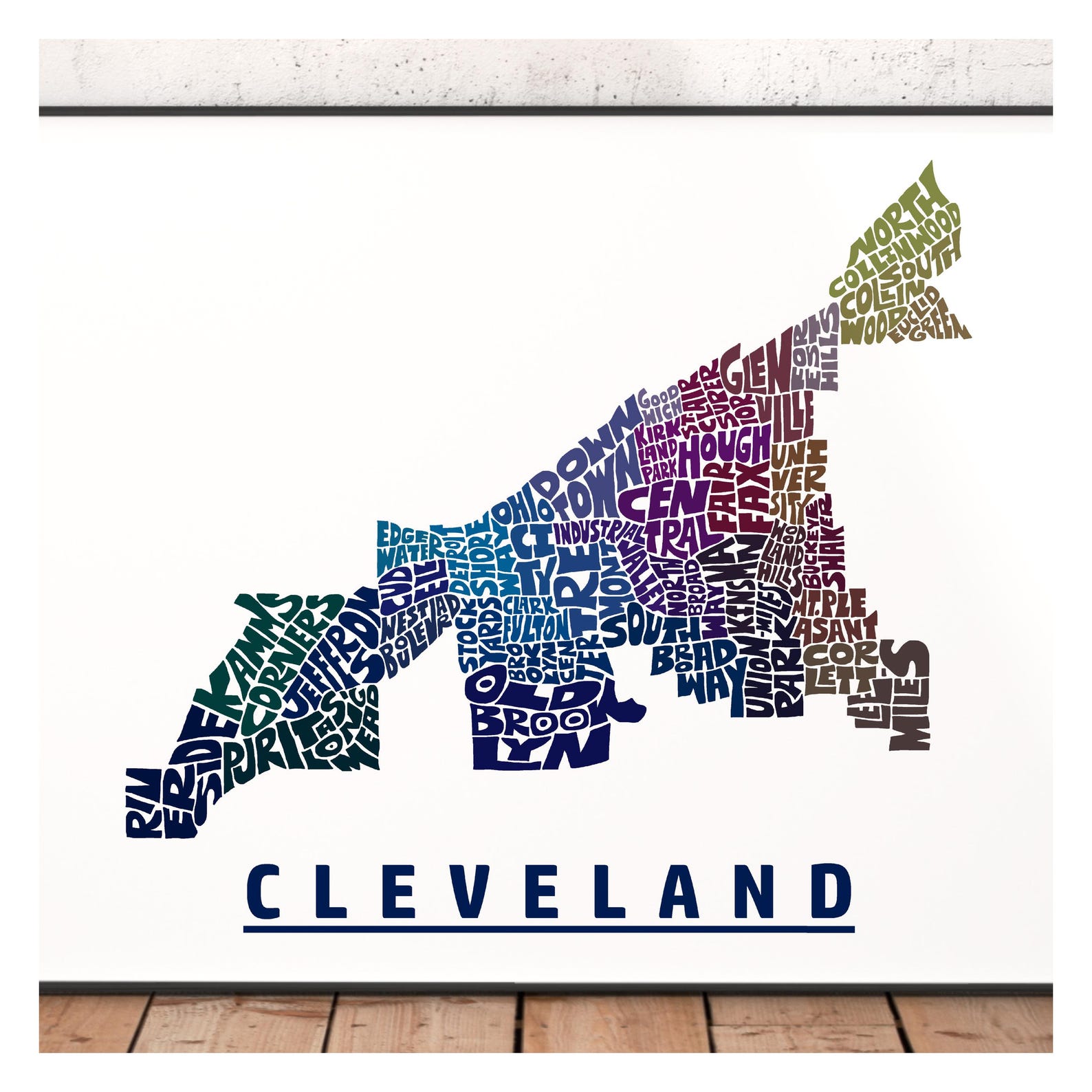 Cleveland Neighborhood Map Print, Signed Print of My Original Hand ...