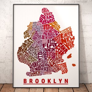 Brooklyn Neighborhood Map Print, Signed Print of My Original Hand Drawn ...
