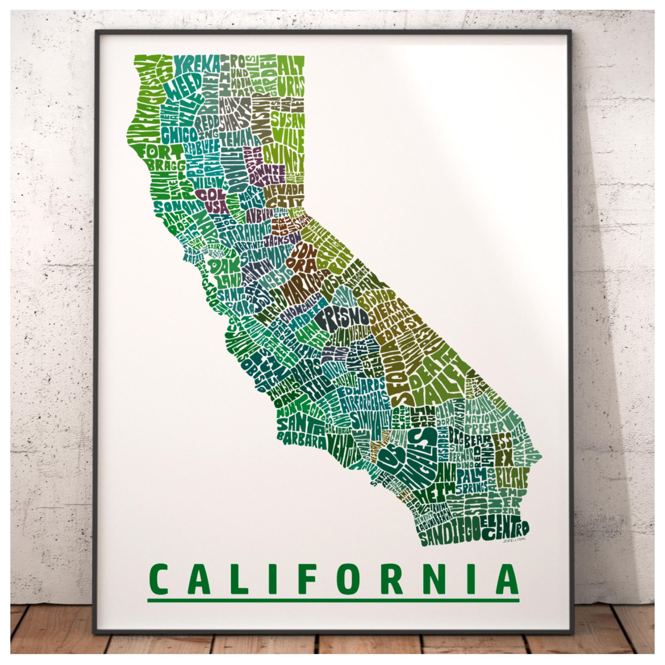 California Map Art, California Decor, California Gift, Print of My ...
