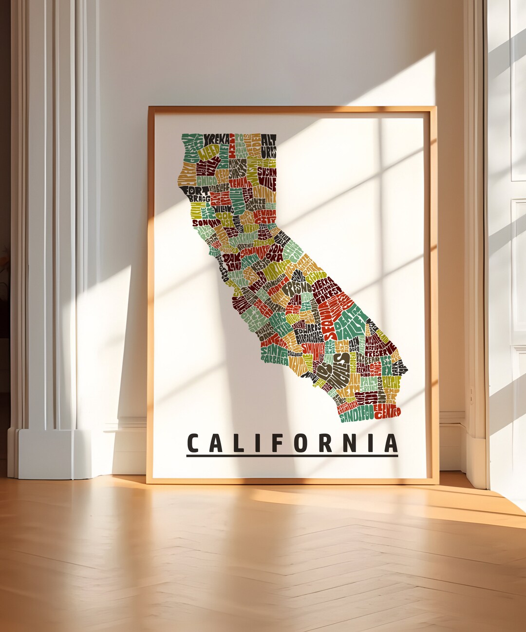 California Map Art Print-framed, Available in Several Colors and Sizes ...