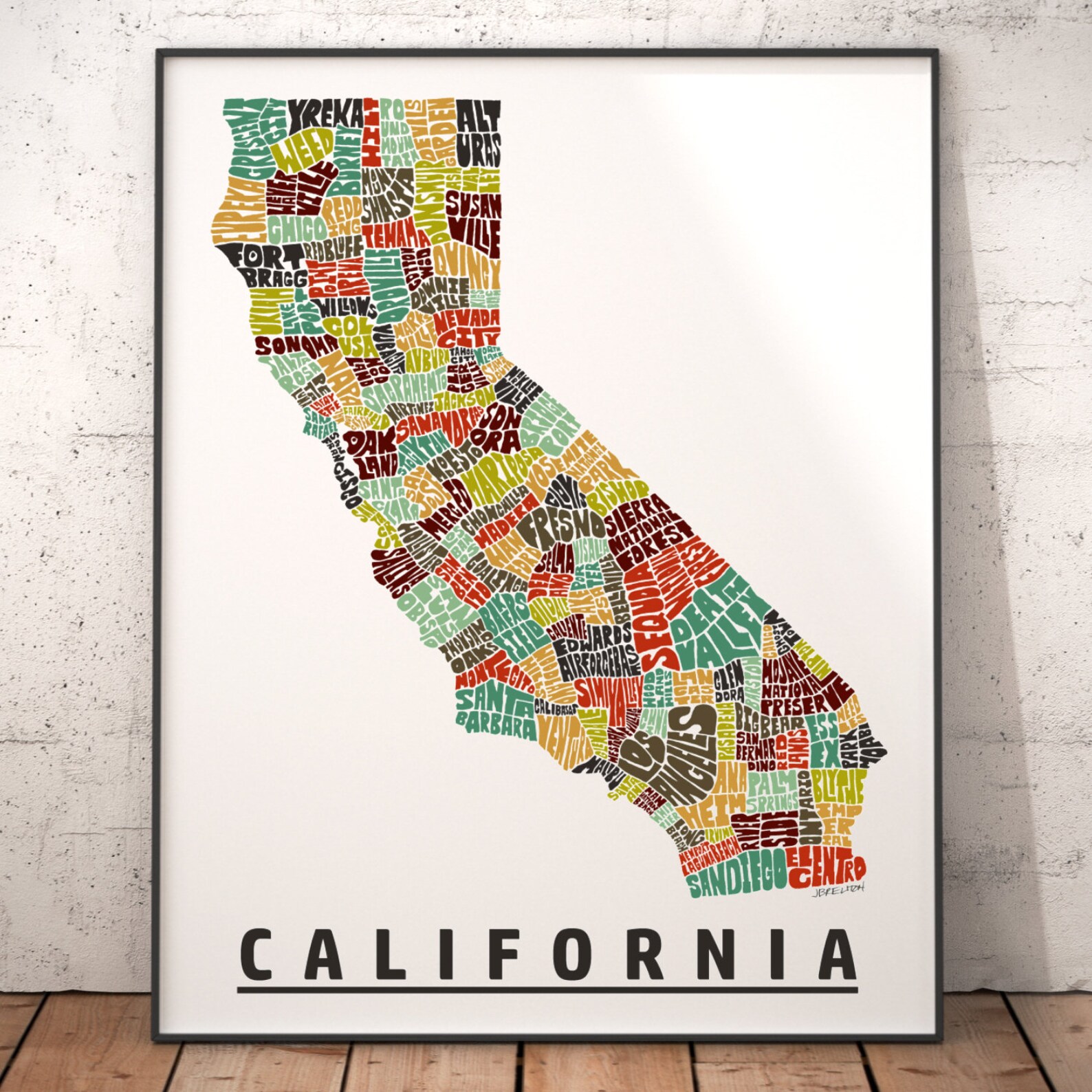 California Art Print California Map Art Signed Print of My - Etsy