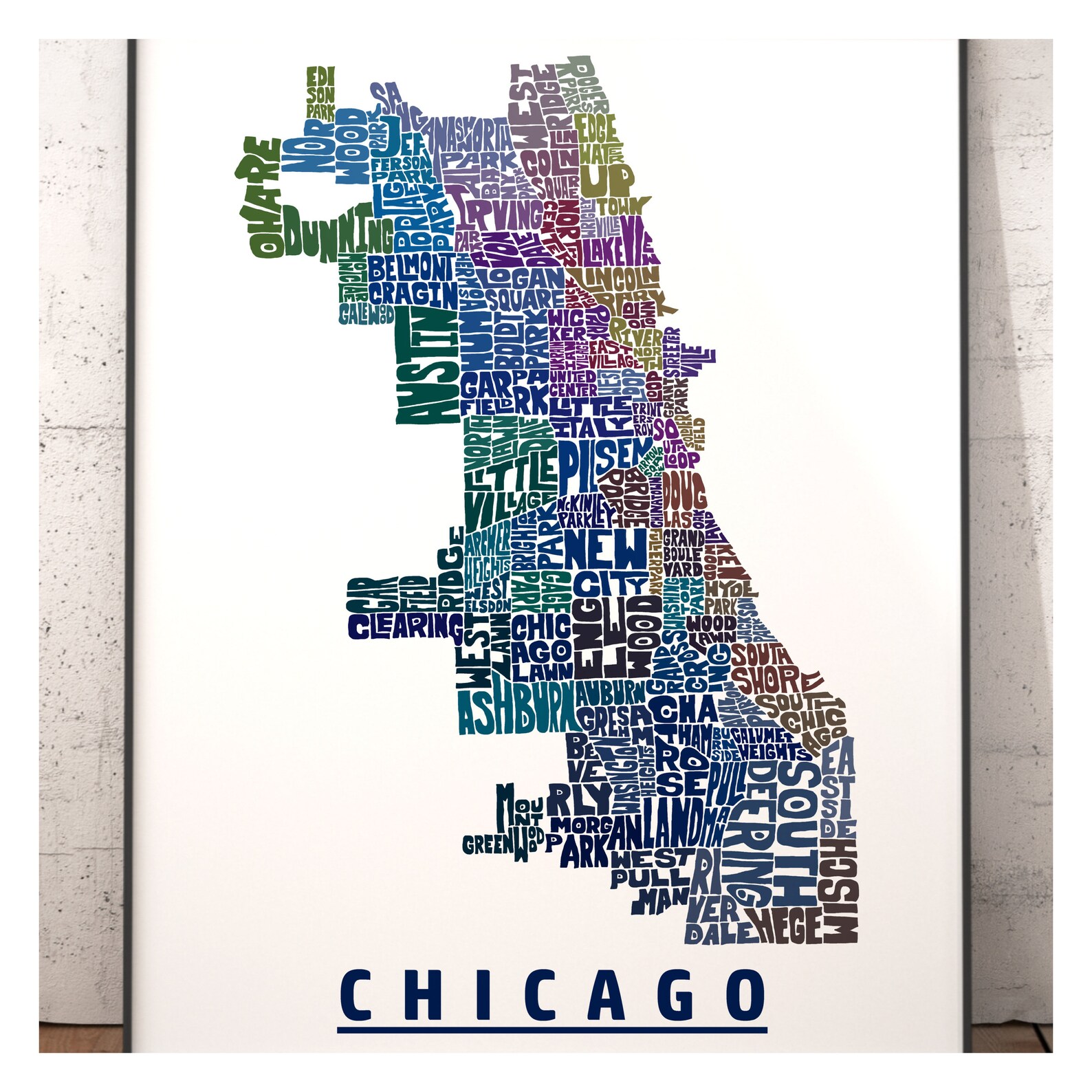 Chicago Neighborhood Map Print, Signed Print of My Original Hand Drawn ...
