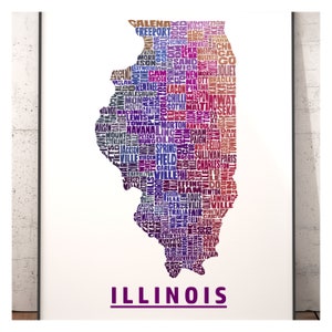 Illinois Map Art, Illinois Art Print, Signed Print of My Original Hand ...