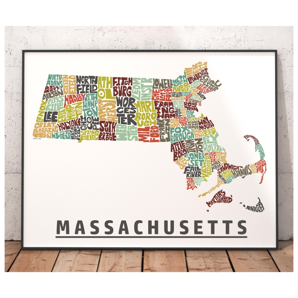 Massachusetts Map Art, Massachusetts Art Print, Signed Print of My ...