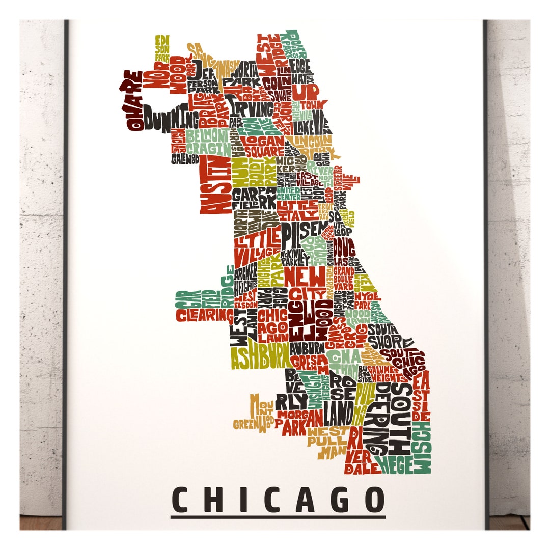 Chicago Neighborhood Map Print, Signed Print of My Original Hand Drawn ...