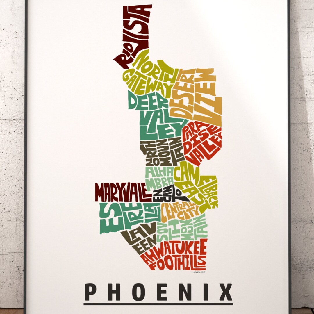 Phoenix Neighborhood Map Print, Signed Print of My Original Hand Drawn ...