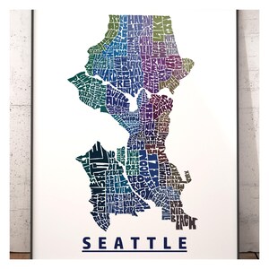 Seattle Neighborhood Map Print, Signed Print of My Original Hand Drawn ...