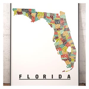 Florida Map Art, Florida Art Print, Signed Print of My Original Hand ...
