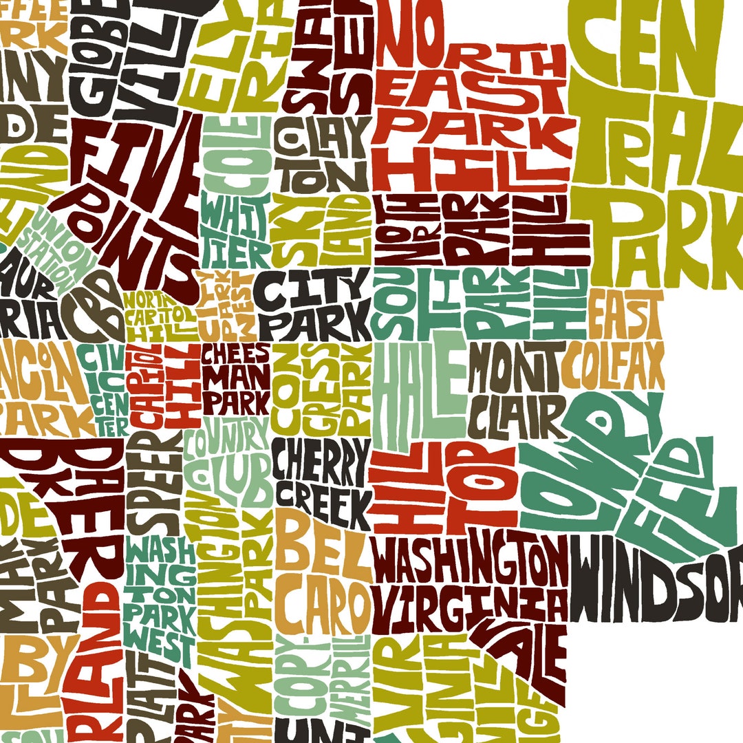 Denver Neighborhood Map Art Print, Denver Gift, Signed Print of My ...