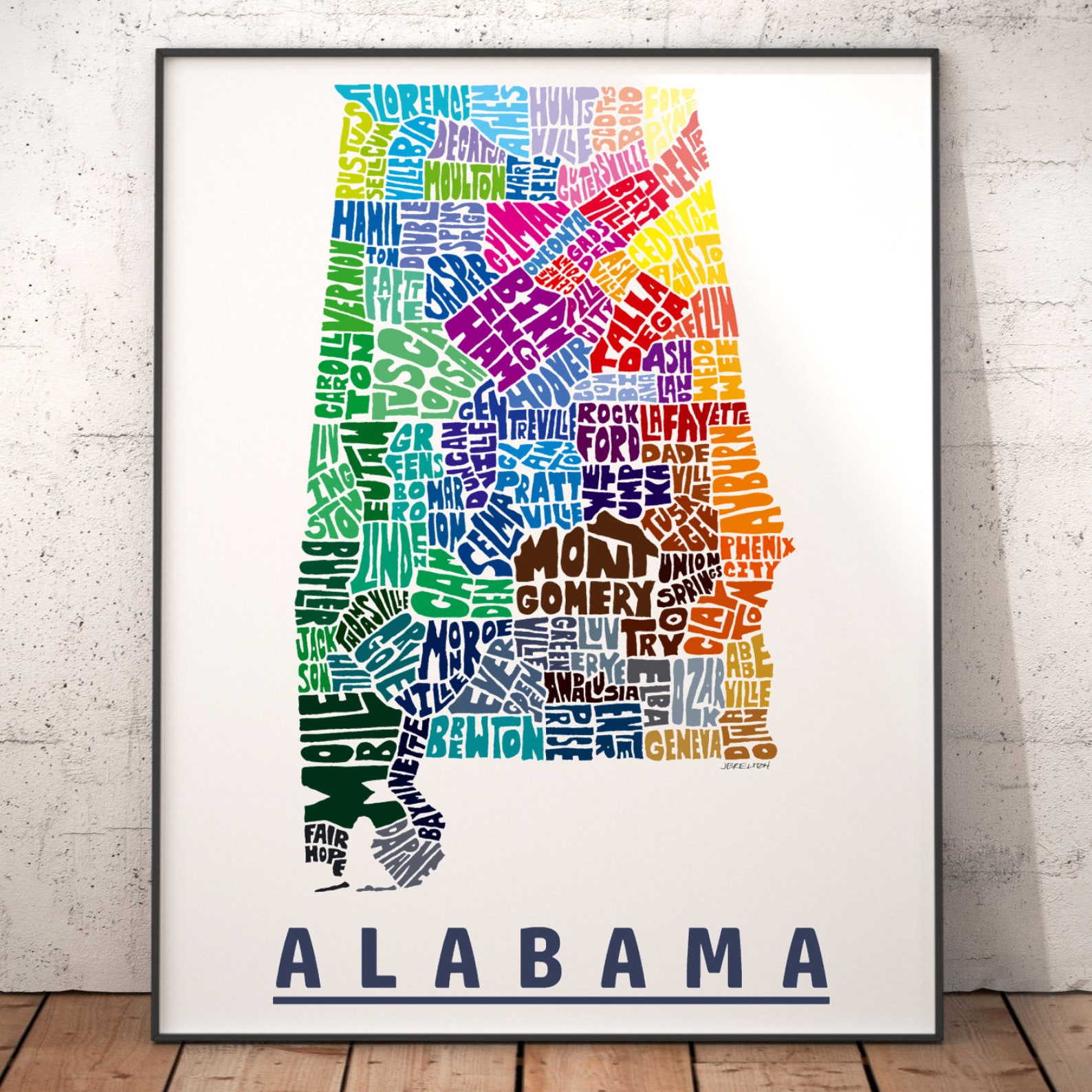 Alabama Art Print Alabama Map Art Signed Print of My | Etsy
