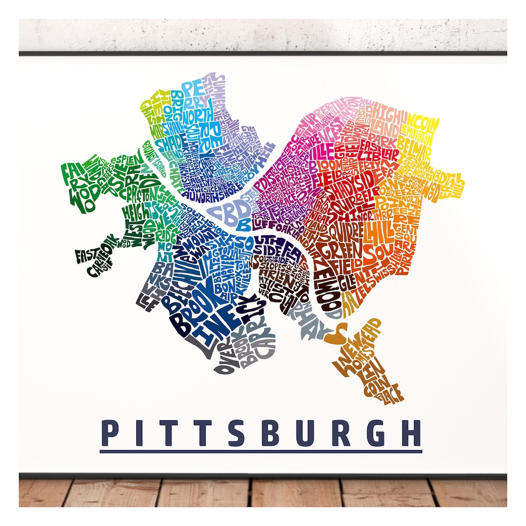 Pittsburgh Neighborhood Map Art Print, Signed Print of My Original Hand ...
