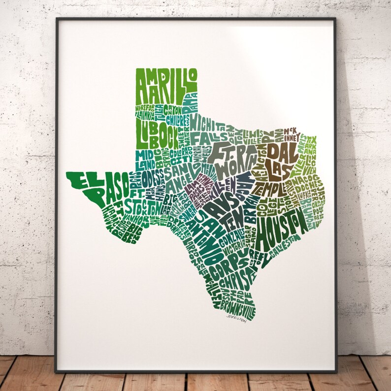 Texas Map Art Texas Decor Texas Artwork Print of My - Etsy
