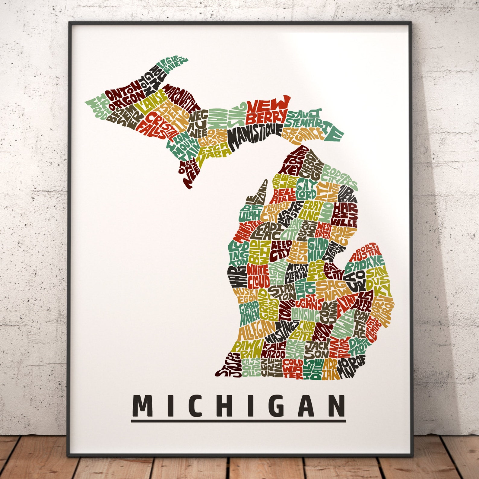 Michigan Map Art, Michigan Art Print, Signed Print of My Original Hand ...