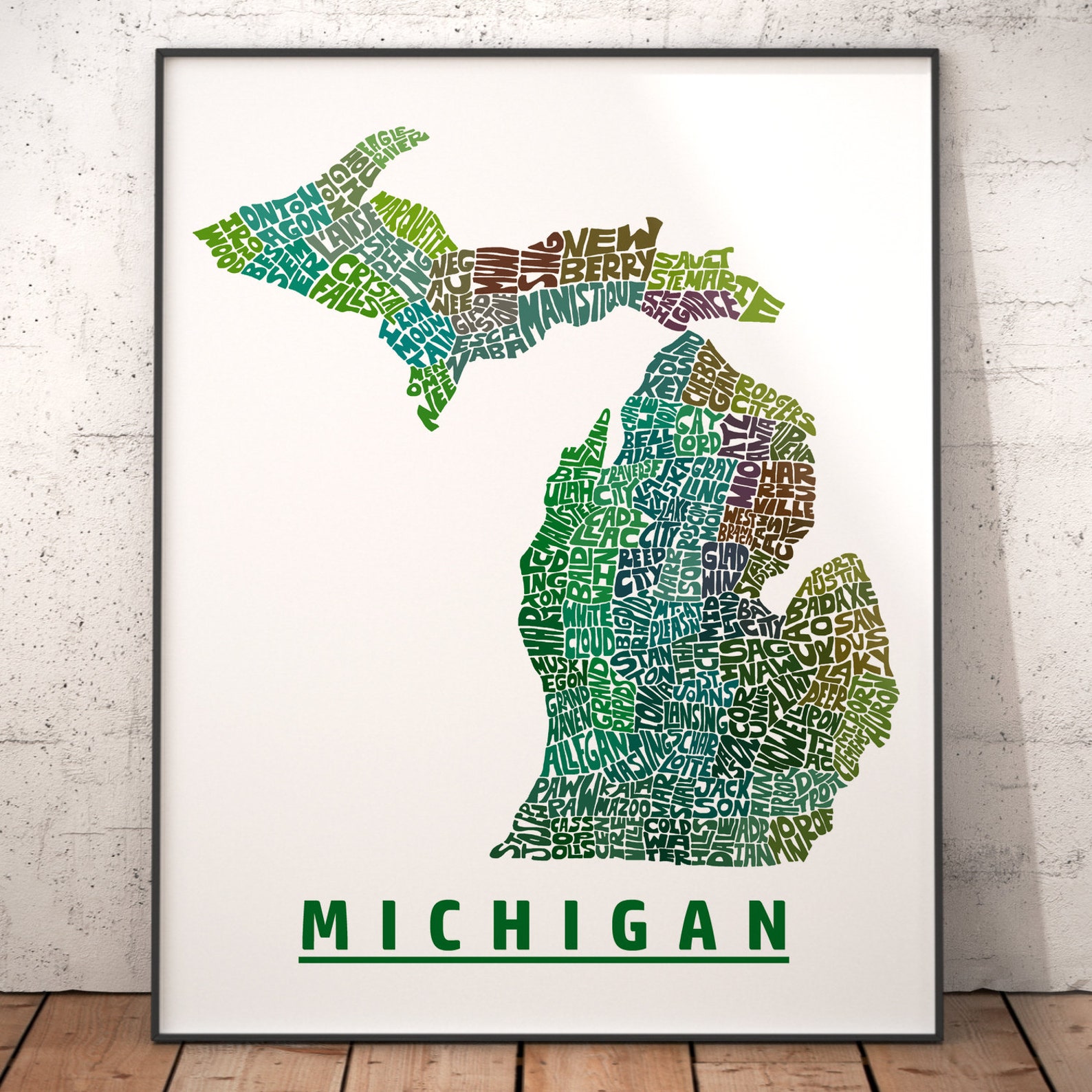 Michigan Map Art, Michigan Art Print, Signed Print of My Original Hand ...
