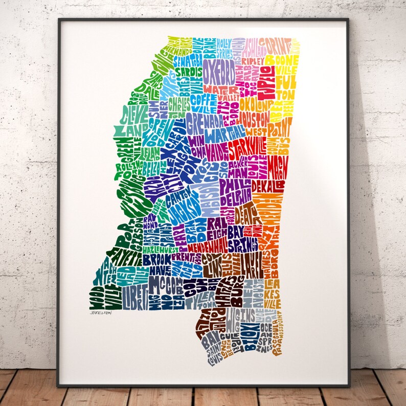 Mississippi Map Art Mississippi Art Print Signed Print of My | Etsy