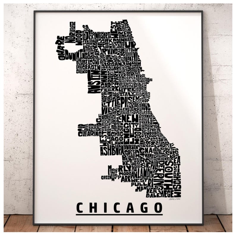 Chicago Neighborhood Map Print, Signed Print of My Original Hand Drawn ...