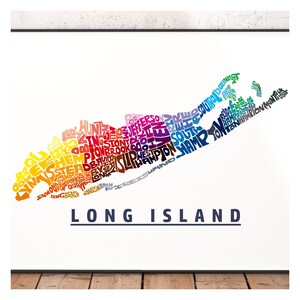 Long Island Neighborhood Map Art Print, Signed Print of My Original ...